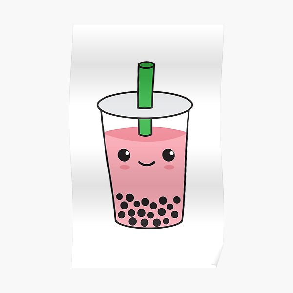"Smiling Red Boba" Poster for Sale by PurpleCrocs | Redbubble