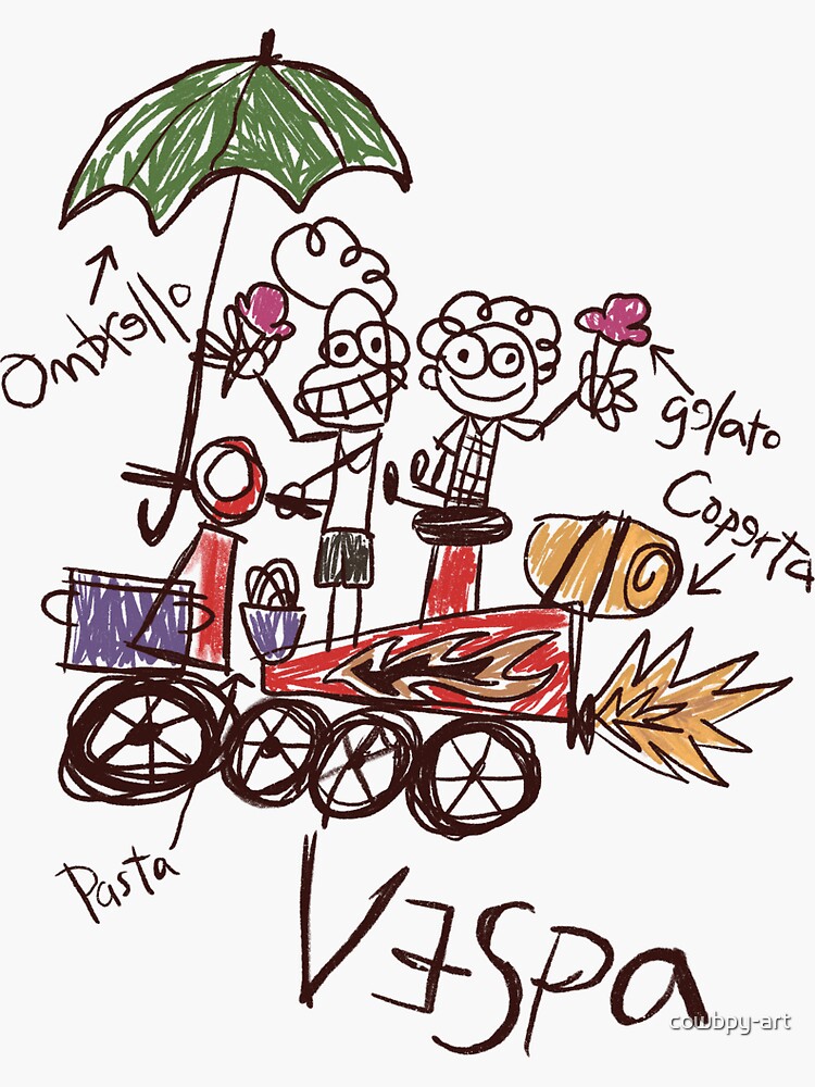 "Luca Vespa Drawing" Sticker for Sale by cowbpy-art | Redbubble