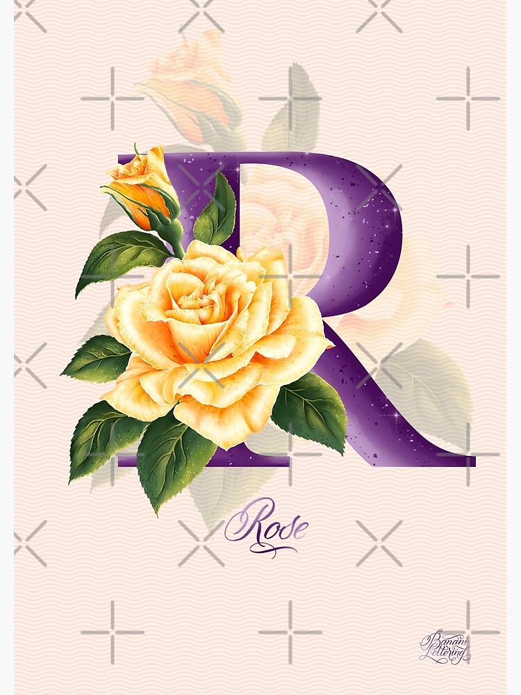 "The letter R. Tea rose. Flower alphabet." Art Print by BananiLettering ...