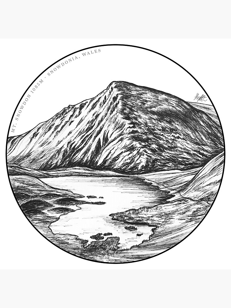 "Mount Snowdon Drawing - Snowdonia, Wales" Art Board Print for Sale by ...