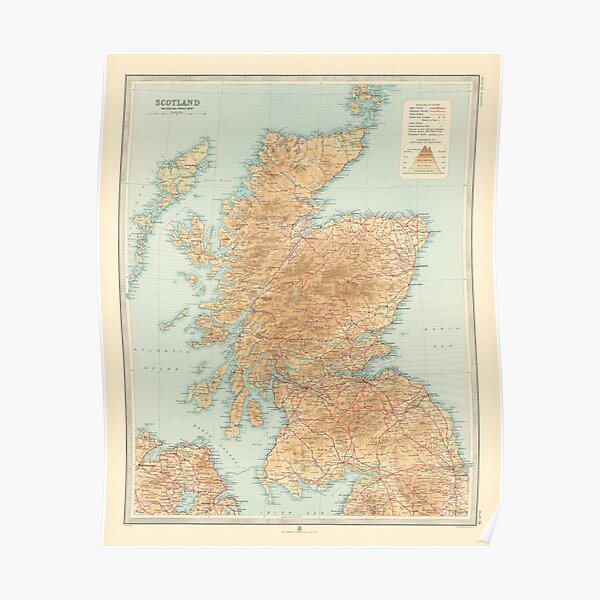 "Old Scotland Map (1912) Vintage Scottish Atlas" Poster by BravuraMedia ...
