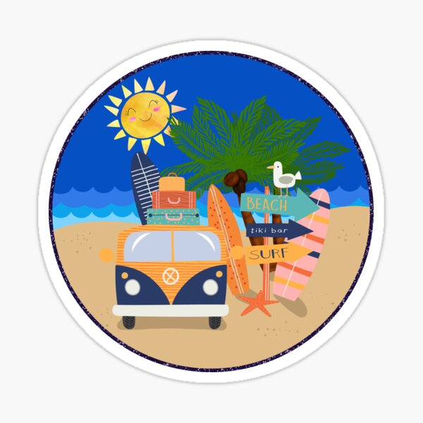 "Vacation At the Beach! Sun, Sand and Surf" Sticker for Sale by ...