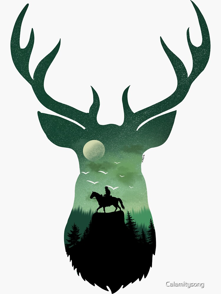 "Arthur Morgan Deer/Stag Landscape" Sticker for Sale by Calamitysong ...