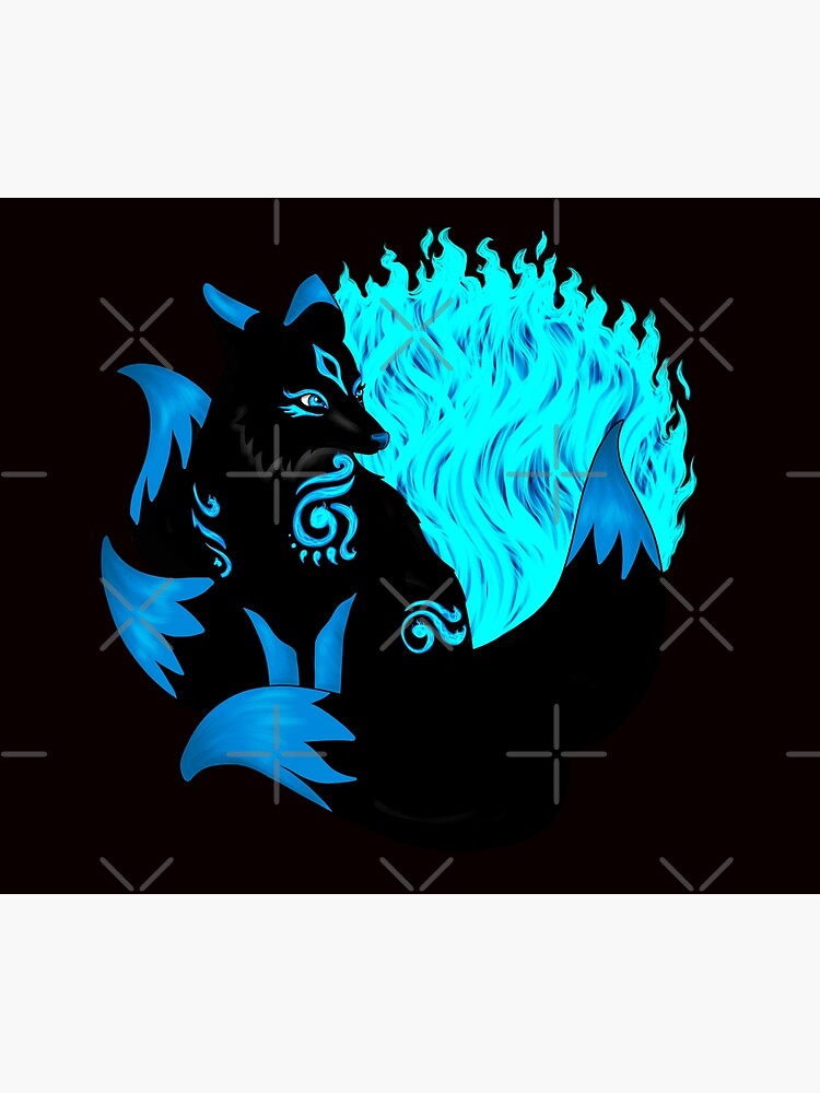 "Black Kitsune Fox with Aqua Blue Foxfire" Photographic Print for Sale ...