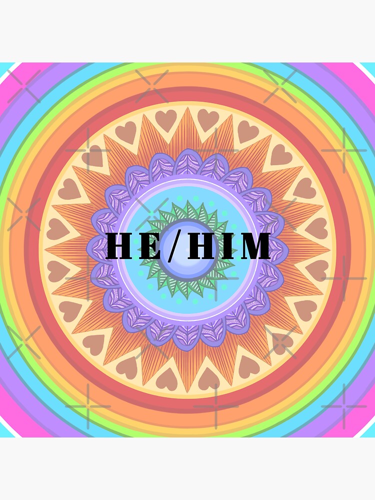"He/ Him" Sticker for Sale by SurrealSupply | Redbubble