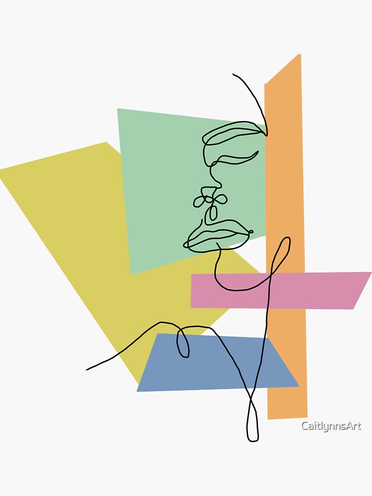 "Geometric face line art" Sticker for Sale by CaitlynnsArt | Redbubble