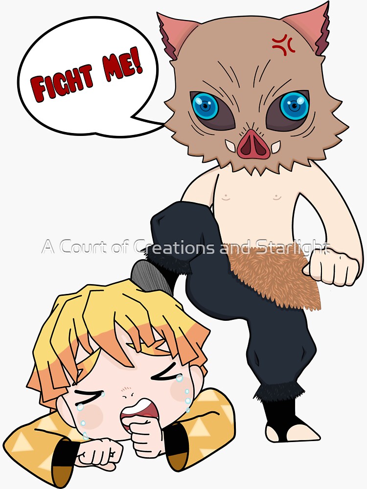 Pegatina «Fight Me - Inosuke y Zenitsu Chibi's 2.0» de LilithAnomalous ...