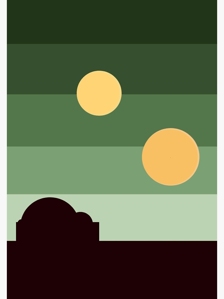 "Tatooine Binary Sunset Twin Suns Minimalist (Green) " Sticker for Sale ...