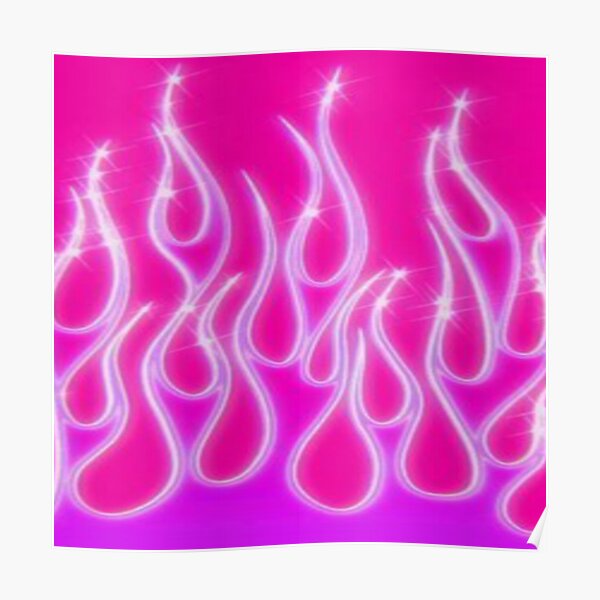 "neon pink flames" Poster for Sale by ArtByMal | Redbubble