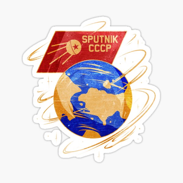 "Retro Sputnik Space Satellite Russian Soviet Union" Sticker for Sale ...
