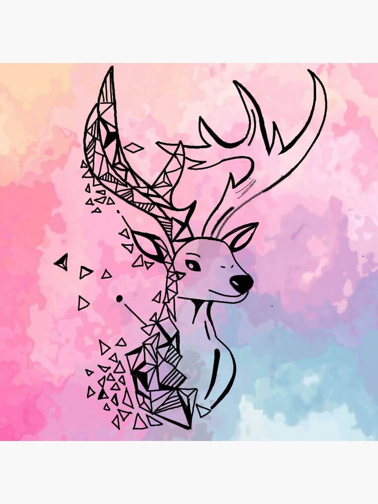 "Colourful stag design" Sticker by Vaishnaviart91 | Redbubble