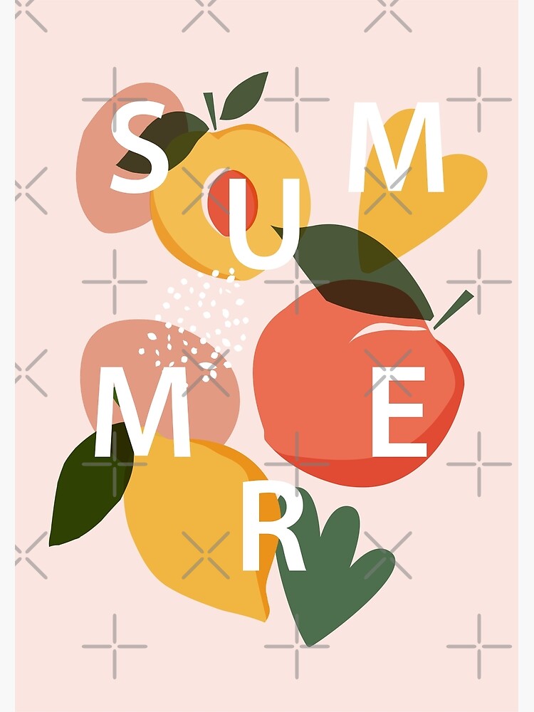 "Summer sign, Lemon, peach print, Citrus print, Summer art, Abstract ...