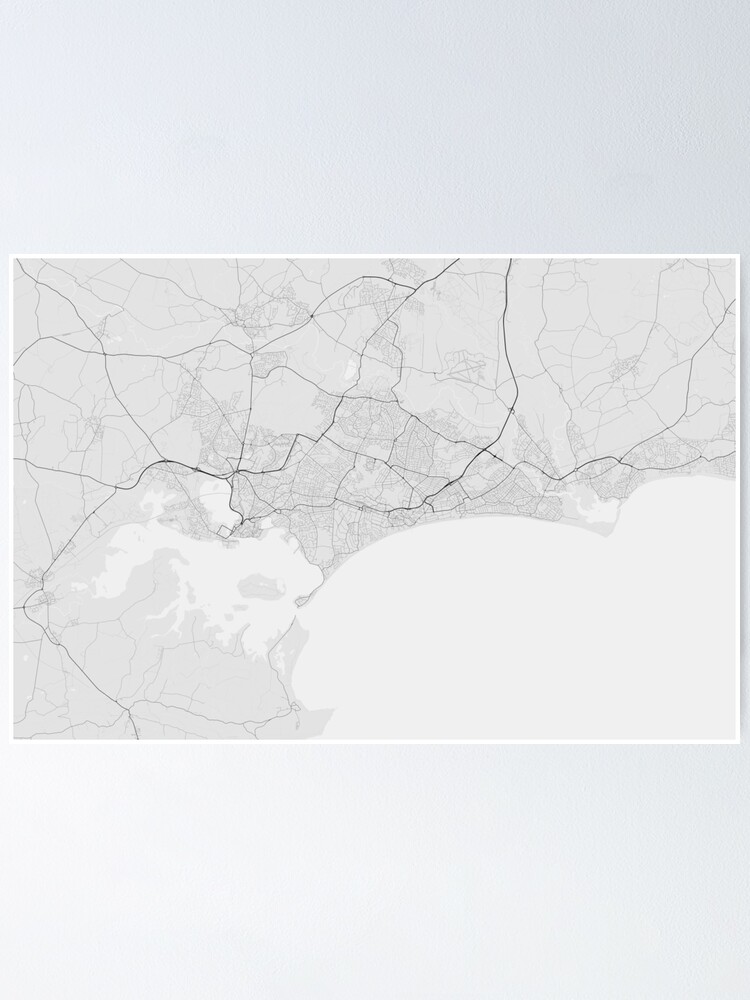 "Bournemouth, England Map. (Black on white)" Poster by Graphical-Maps ...