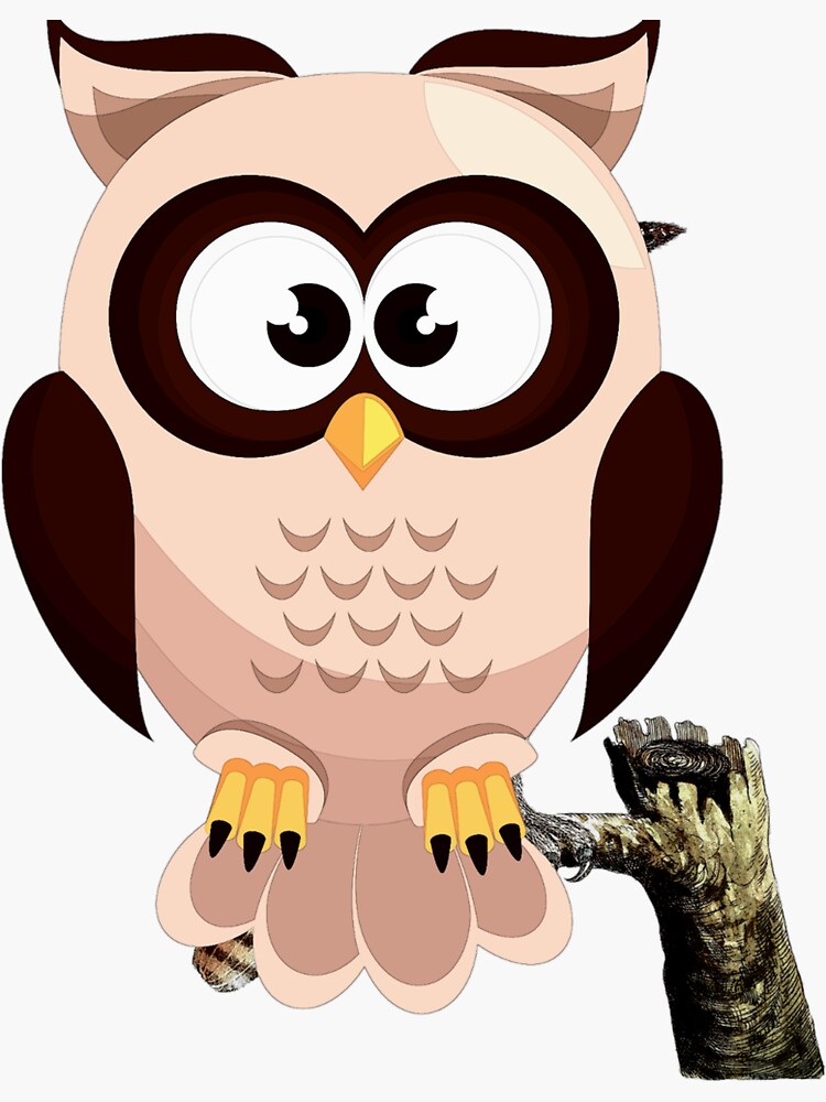 "Cute owl on stick" Sticker for Sale by wataraadam | Redbubble