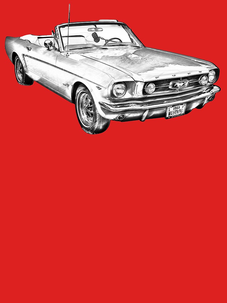 "1965 Red Ford Mustang Convertible Drawing" T-shirt for Sale by ...