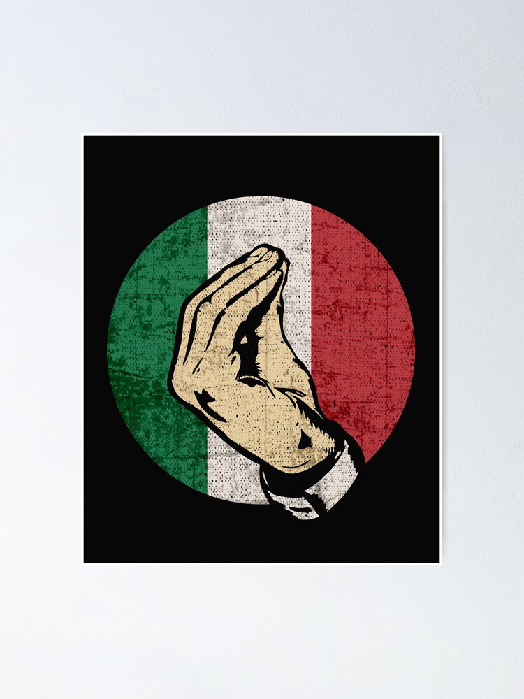 "Italian Hand Gesture Sing Language Funny Italy Flag Vintage " Poster ...