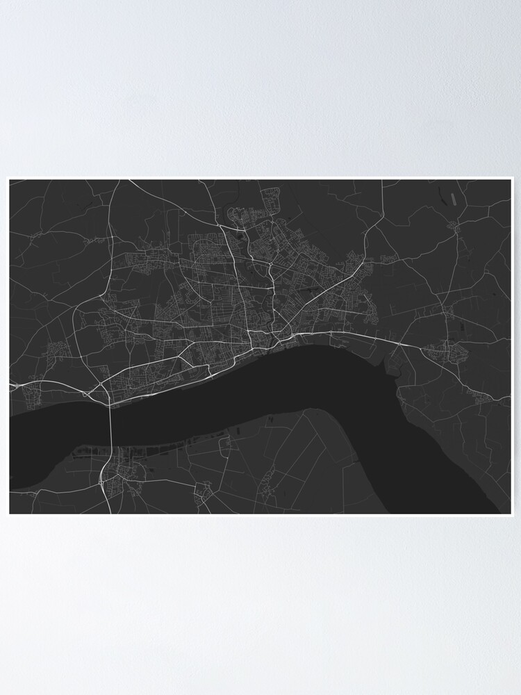 "Hull, England Map. (White on black)" Poster by Graphical-Maps | Redbubble