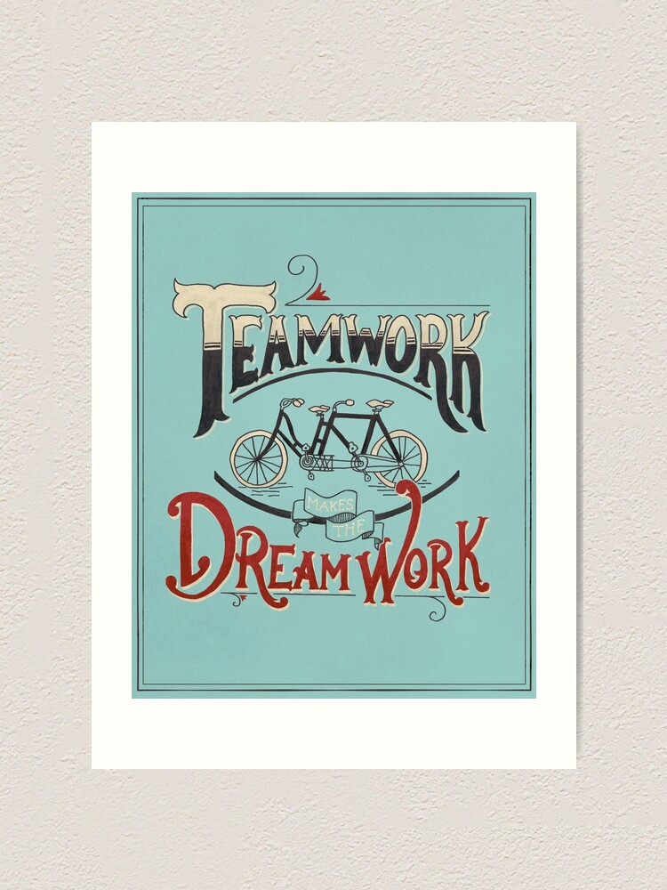 "Teamwork Makes the Dream Work -- Blue and Red" Art Print for Sale by ...