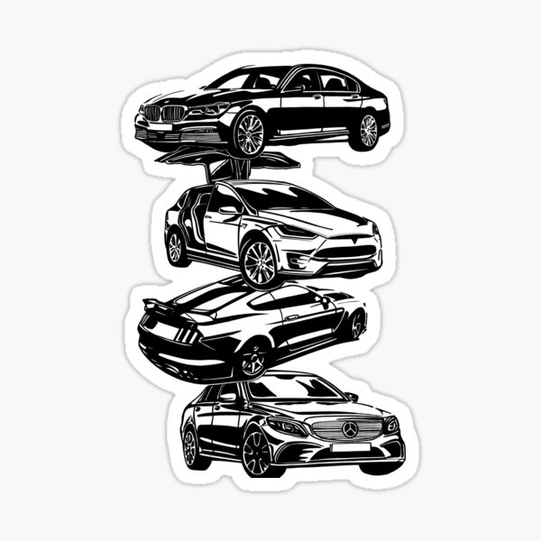 "Cars collage germany and americans car" Sticker by 23ARTS | Redbubble