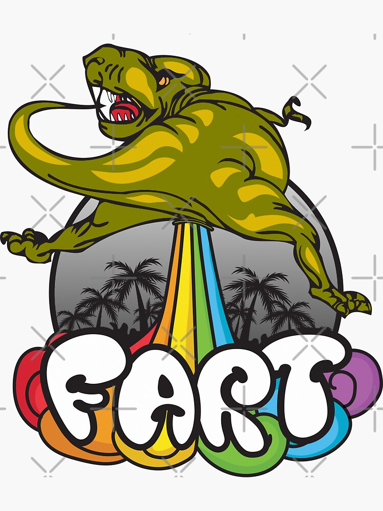 Pegatina «Funny Fart Dinosaur Rainbow, Farting Dinosaur T-Rex» de ...