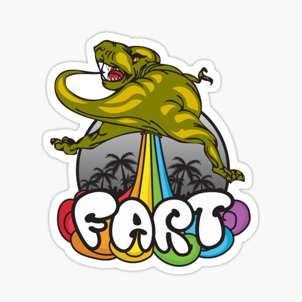 Pegatina «Funny Fart Dinosaur Rainbow, Farting Dinosaur T-Rex» de ...