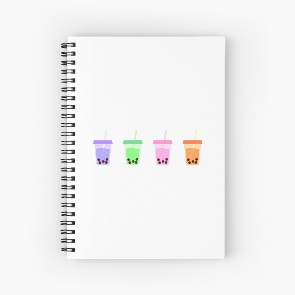 "Kawaii Cute Rainbow Boba Milk Tea Drink" Spiral Notebook for Sale by ...