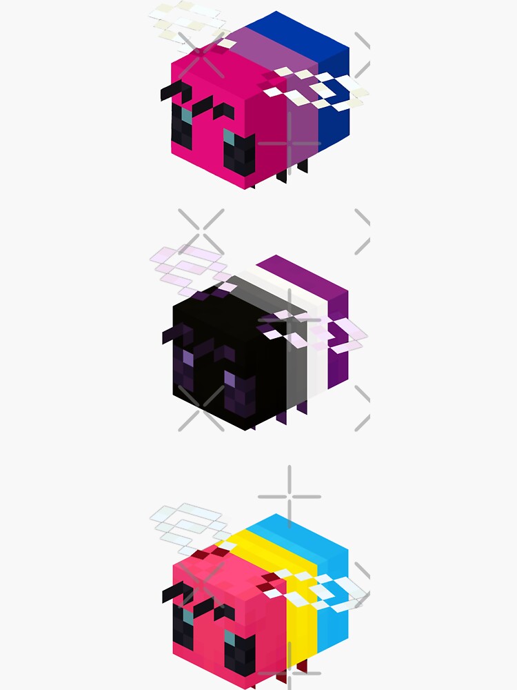 "bisexual, asexual and gay minecraft bees" Sticker for Sale by ...