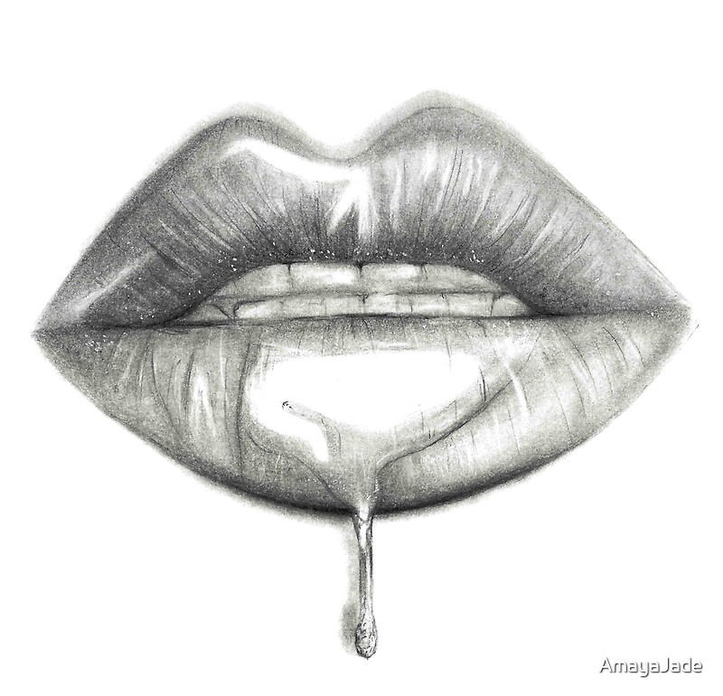 "Pencil Lips Drawing" by AmayaJade | Redbubble