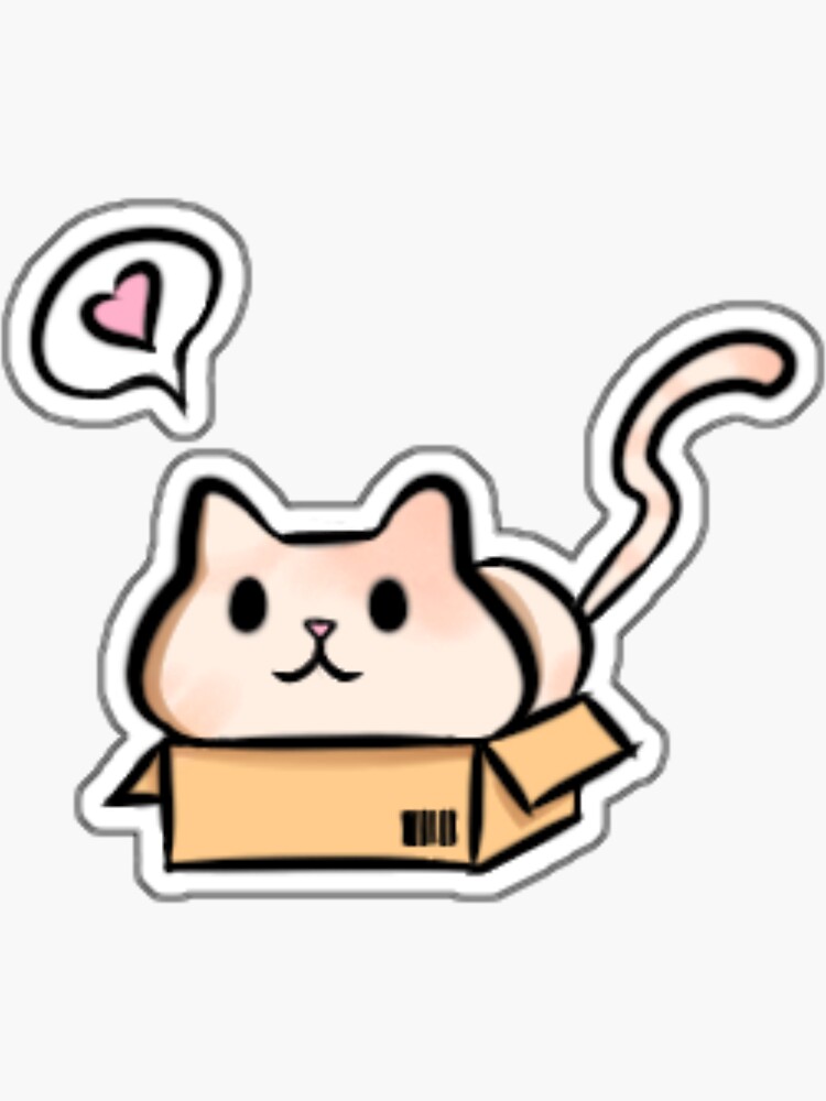 "cute cat inside of box" Sticker for Sale by Byeol-side | Redbubble