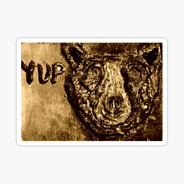 "Yup Bear Wood Carving by Christiane Marie" Sticker for Sale by CM37 ...