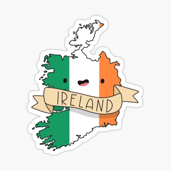 "Kawaii Republic of Ireland Flag Map" Sticker for Sale by SofiaSava01 ...