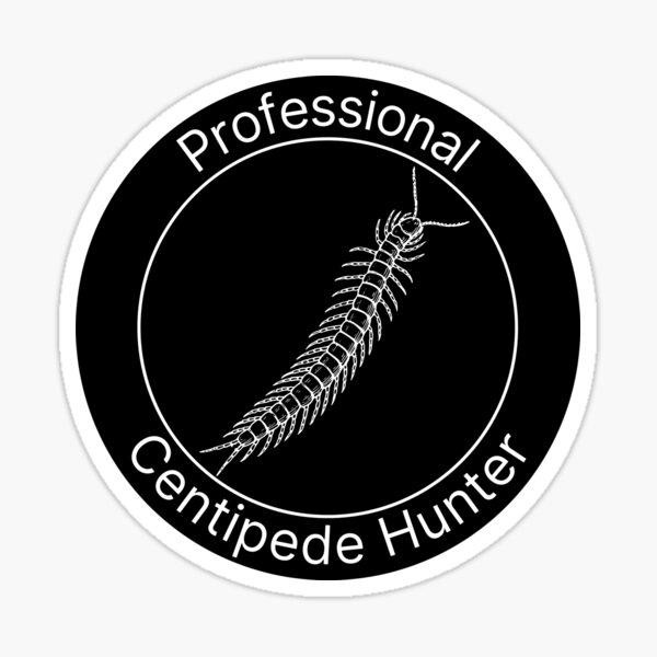 "White Professional Centipede Hunter Badge" Sticker for Sale by ...