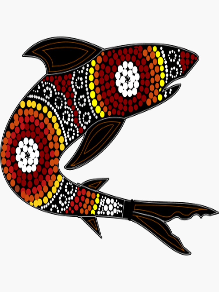 "Australian Aboriginal Shark Art" Sticker for Sale by SinghArts | Redbubble