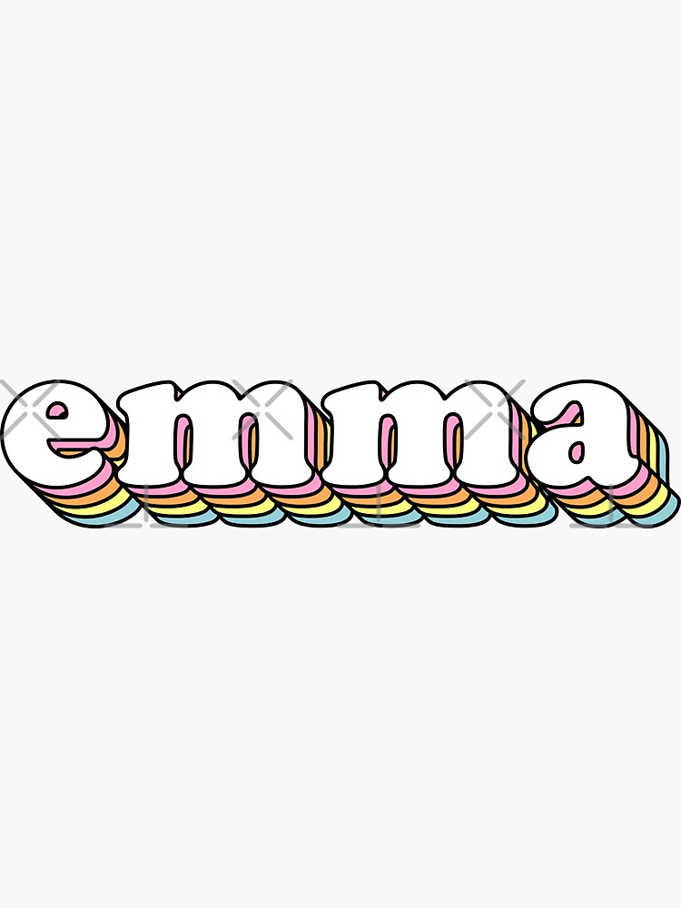 "Emma Pastel Rainbow Drop Shadow Name Tag" Sticker for Sale by ...