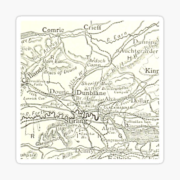 "DUNBLANE & surrounding area map 1891" Sticker for Sale by yourscotland ...