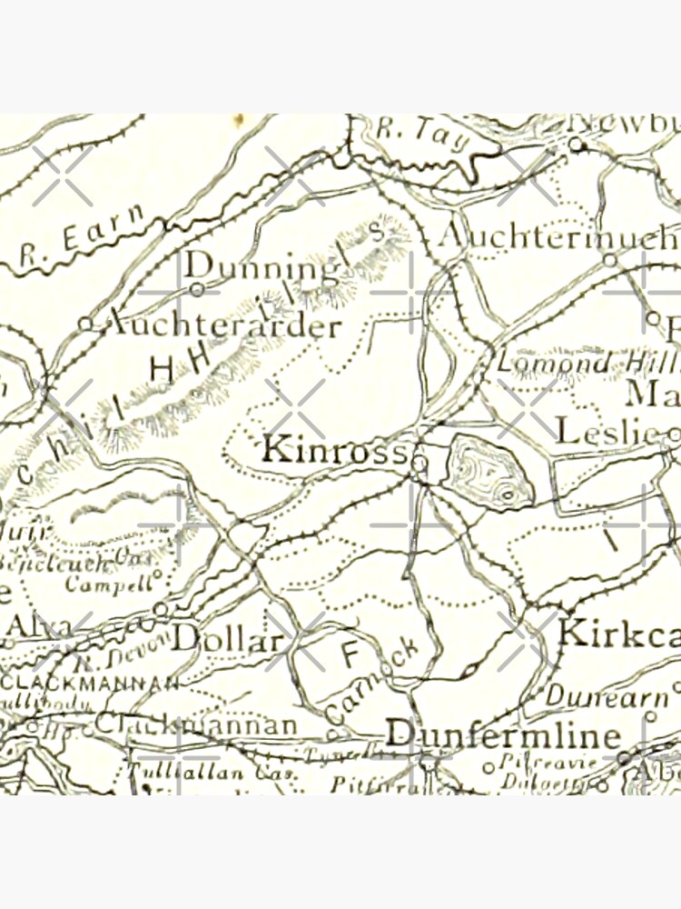 "KINROSS & surrounding area map 1891" Sticker for Sale by yourscotland ...
