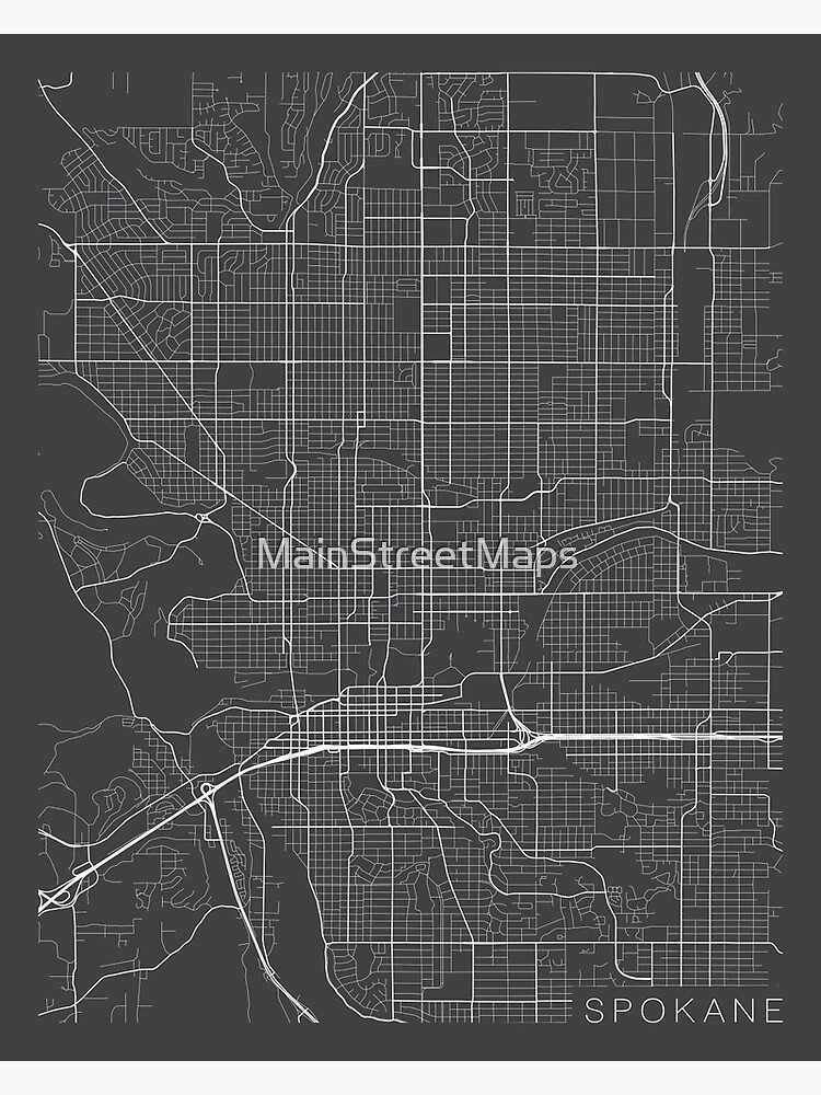 "Spokane Map, USA - Gray" Art Print by MainStreetMaps | Redbubble