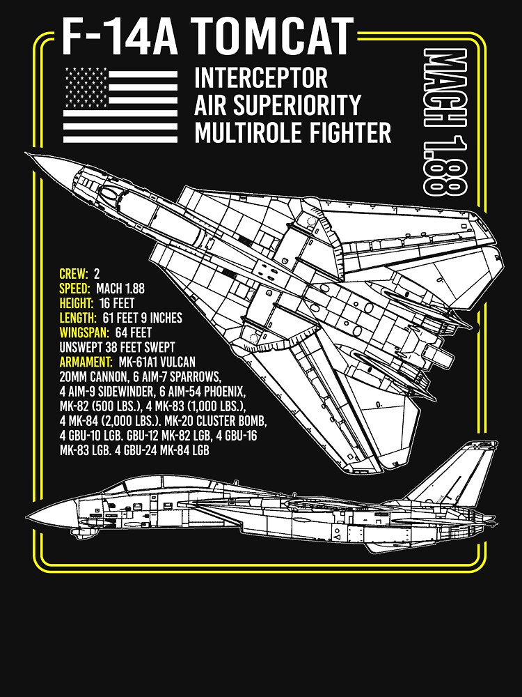 "F14 Tomcat US Aircraft Plane USAF Airplane Blueprint - F-14 Tomcat" Essential T-Shirt for Sale ...