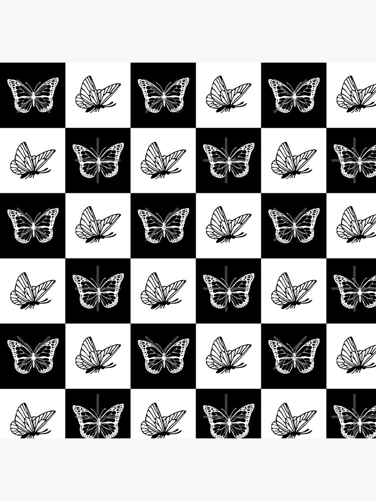"Checkered Black and white butterflies pattern | Check Butterfly ...