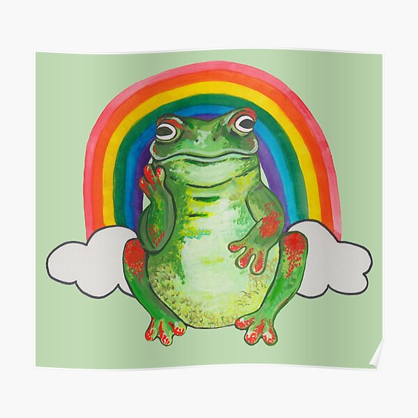 "Awkward tropical frog and rainbow" Poster for Sale by susserain ...