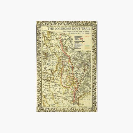 "Lonesome Dove Trail Map to Montana" Art Board Print for Sale by ...