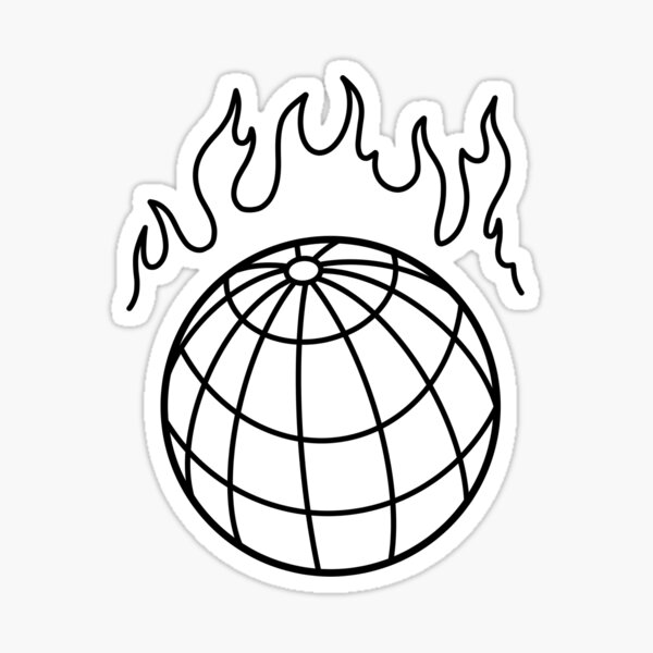 "Planet On Fire Line Art" Sticker for Sale by VADIMproducts | Redbubble