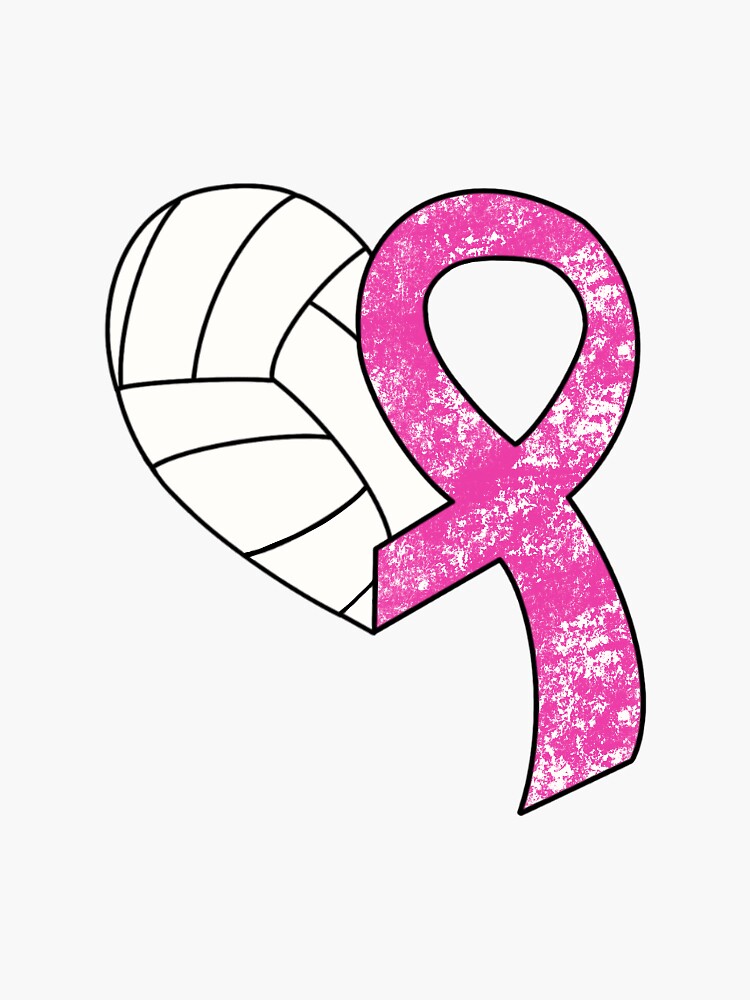 "Volleyball Breast Cancer Ribbon Heart" Sticker for Sale by lindsay ...