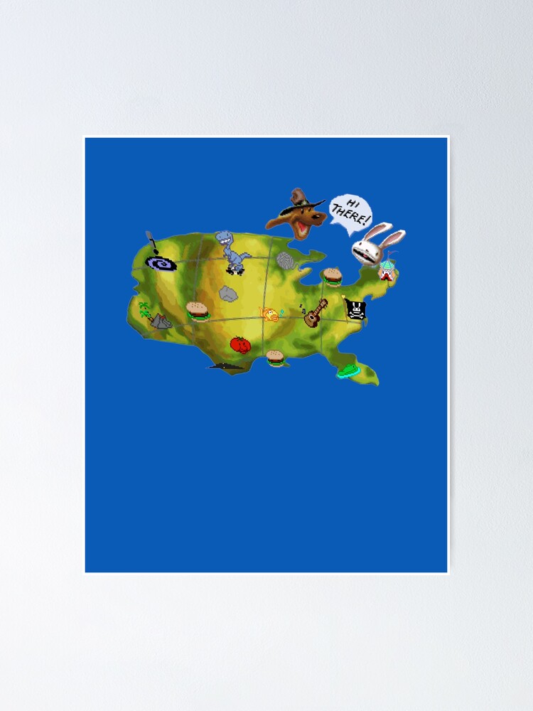 "Sam and Max - USA map" Poster by animeri | Redbubble