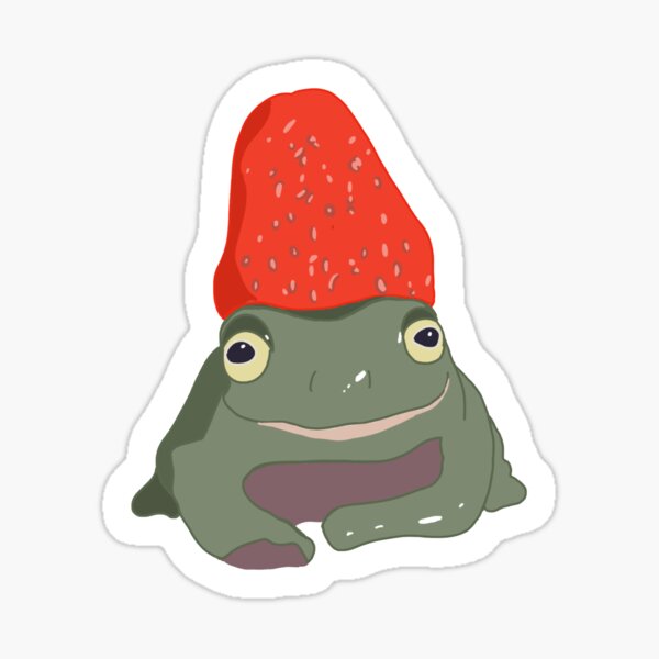 "frog with raspberry hat" Sticker for Sale by isatsu | Redbubble