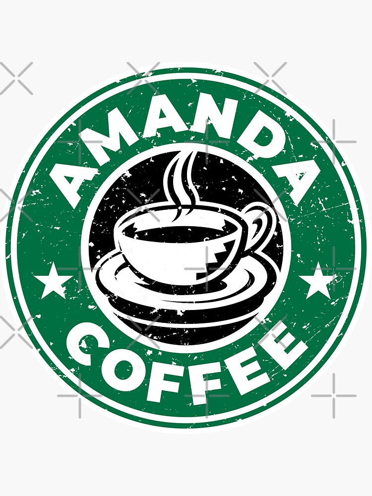 Pegatina «Etiqueta de nombre con el logotipo de Amanda Coffee» de ...