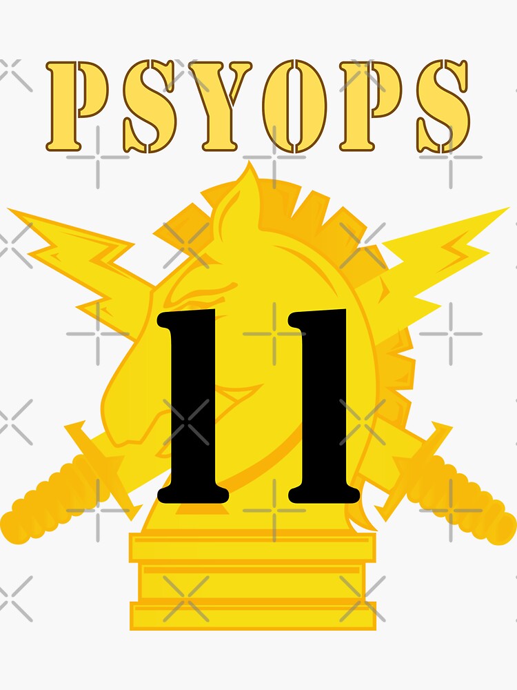"Army - PSYOPS w Branch Insignia - 11th Battalion Numeral" Sticker for ...