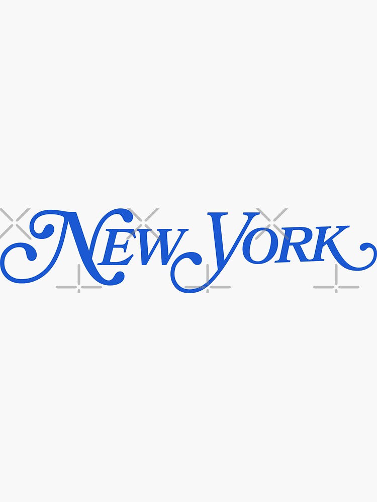 "New York City Dark Blue Cursive" Sticker for Sale by yourcute-jeans ...