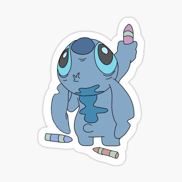 "Stitch Playing With Crayons " Sticker by areejscreations | Redbubble