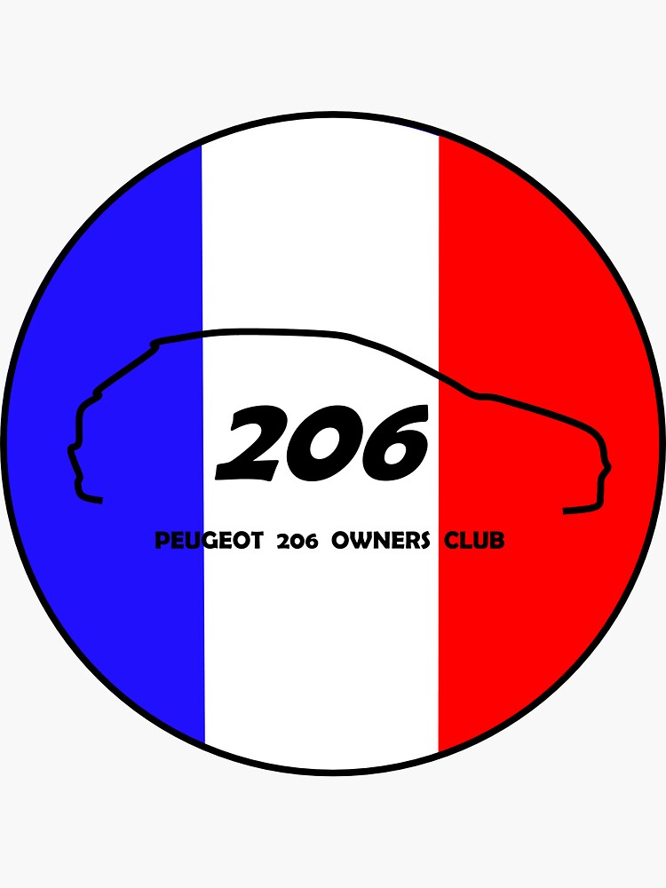 "Peugeot 206 Owners Club" Sticker for Sale by Jayzcee | Redbubble